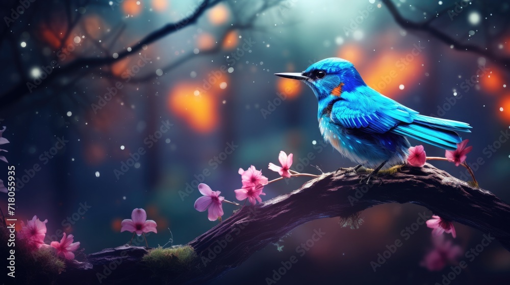 Cute little blue bird. Cute animals and birds. Spring symbol. Blue luck ...