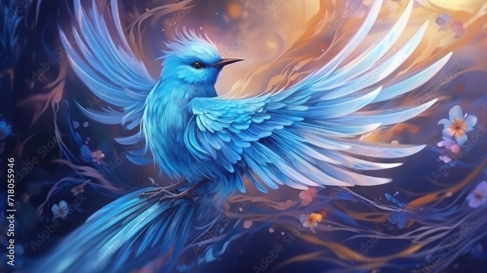 Cute little blue bird. Cute animals and birds. Spring symbol. Blue luck ...