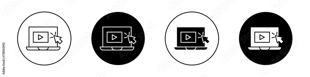 Tutorials icon set. Multimedia Learning content in a black filled and ...