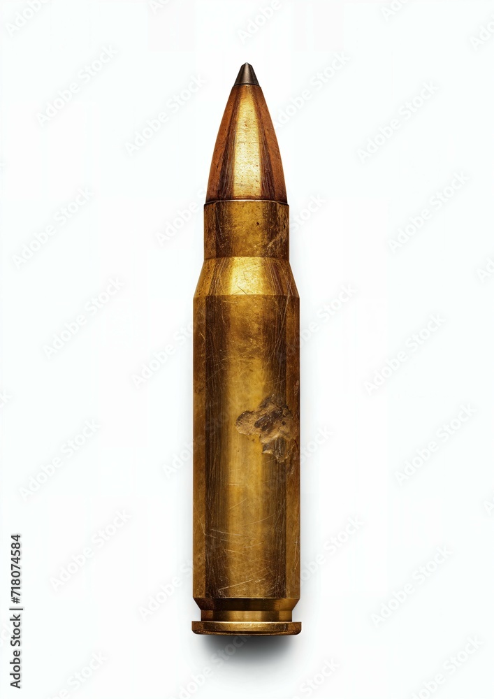AI generated illustration of upright bullet with a golden hue and ...
