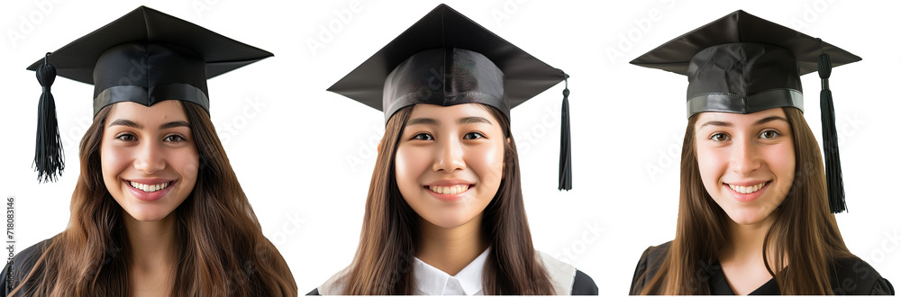 closed up of a graduating university student female girl smiling ...