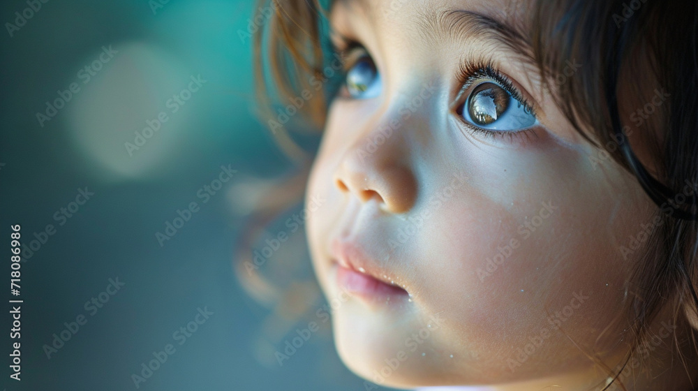 Candid shot of a child's innocent and curious expression, capturing the ...