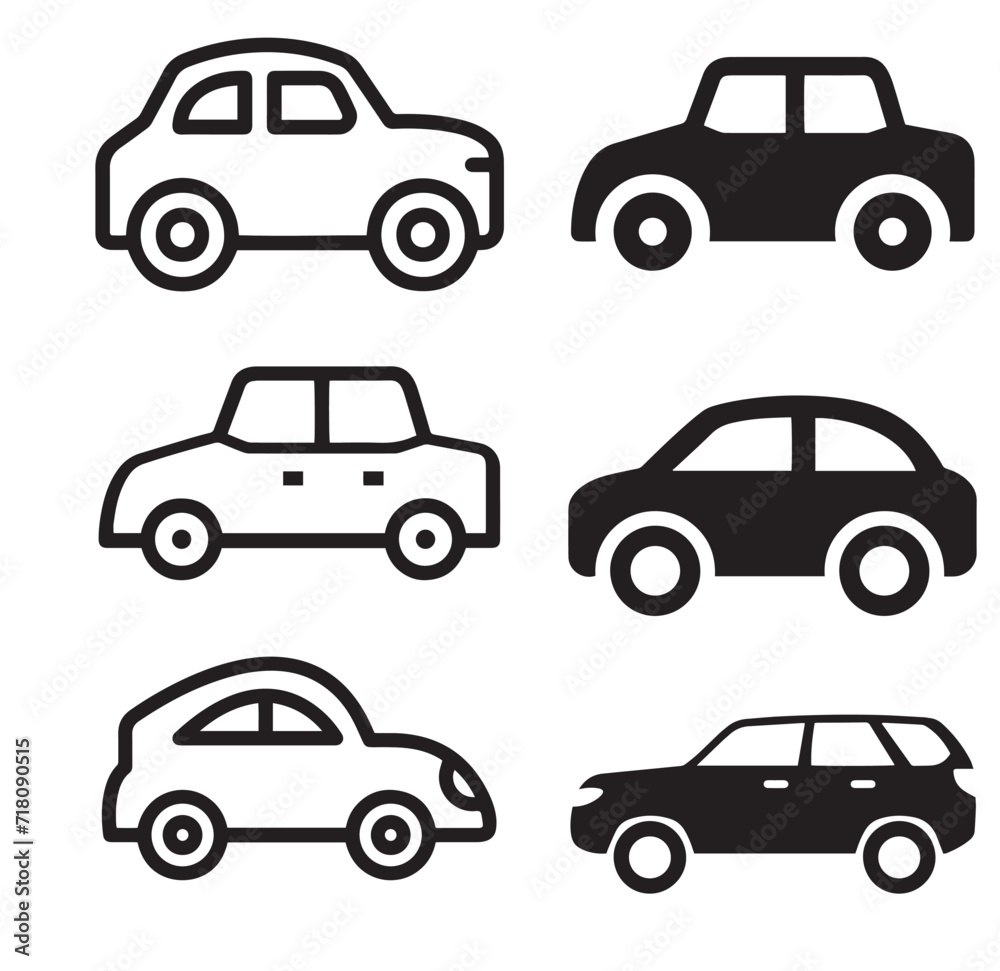 Passenger cars set. Modern auto vehicles, automobiles of different body ...