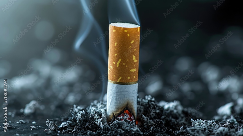 Smoker man put out cigarette close up. People smoke tobacco. Bad toxic ...