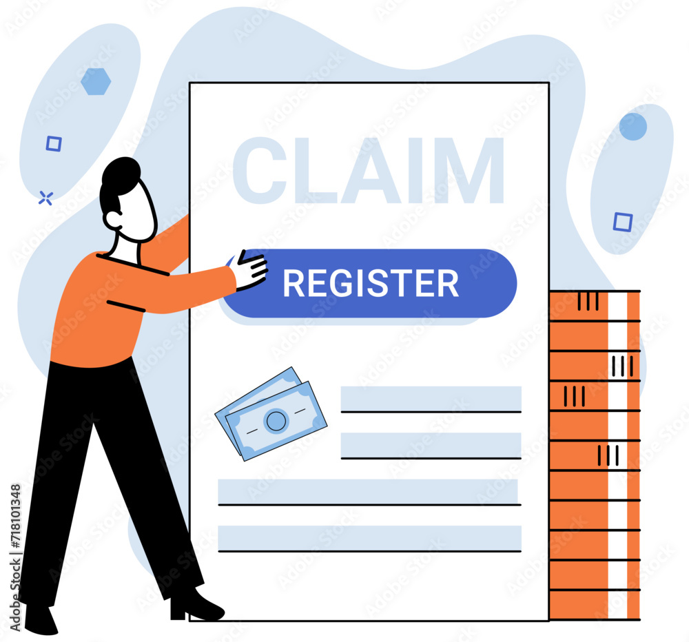 Claim vector illustration. Register your claim effortlessly, turning ...