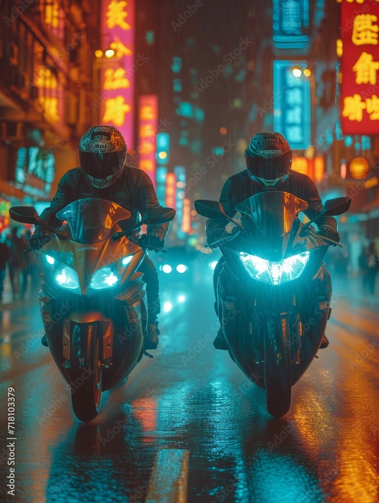 Under the dim city lights, two daring individuals race through the ...