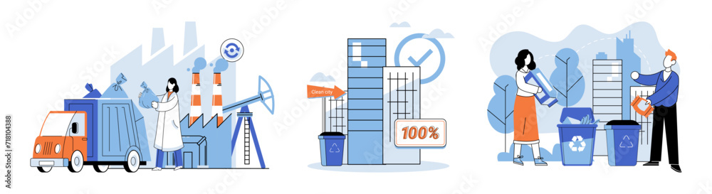 Waste management. Vector illustration. Rubbish can be transformed into ...