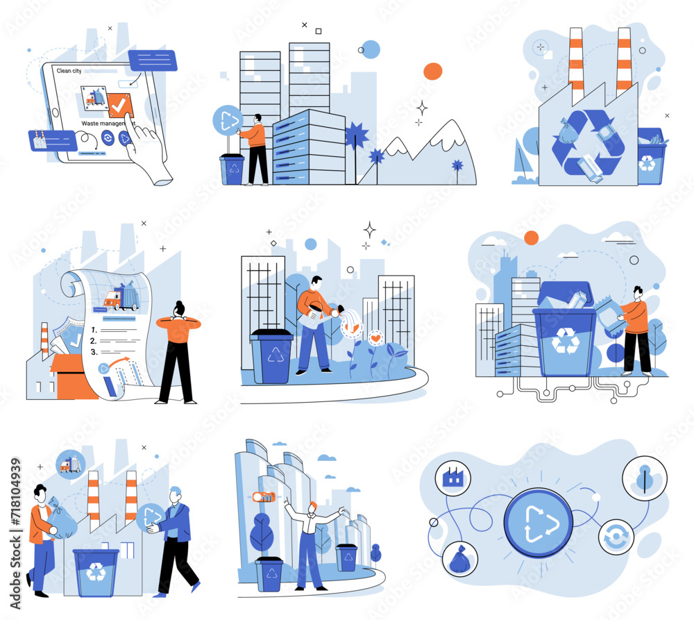 Waste management. Vector illustration. Waste management is ecological ...
