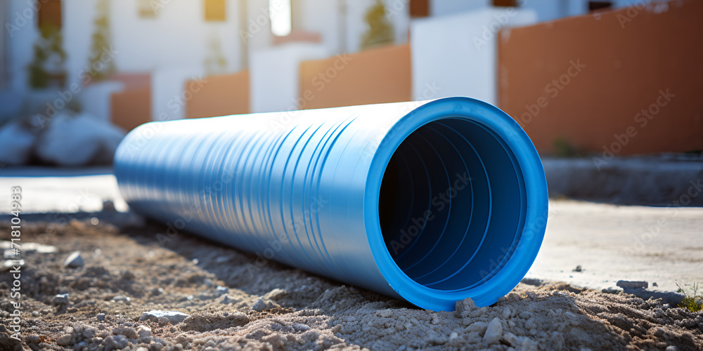 Plastic pipes installed in the ground during construction ,Plastic ...