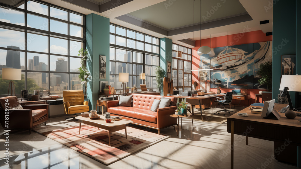 Interior of a 1950s American Office Space with Analog Technology ...