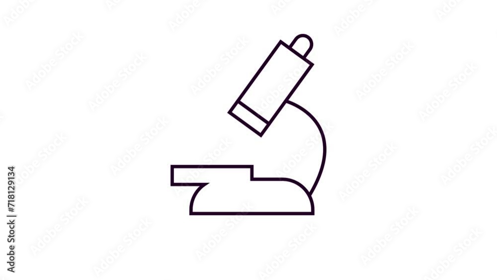 Minimalist line drawing of a microscope animated suitable for ...