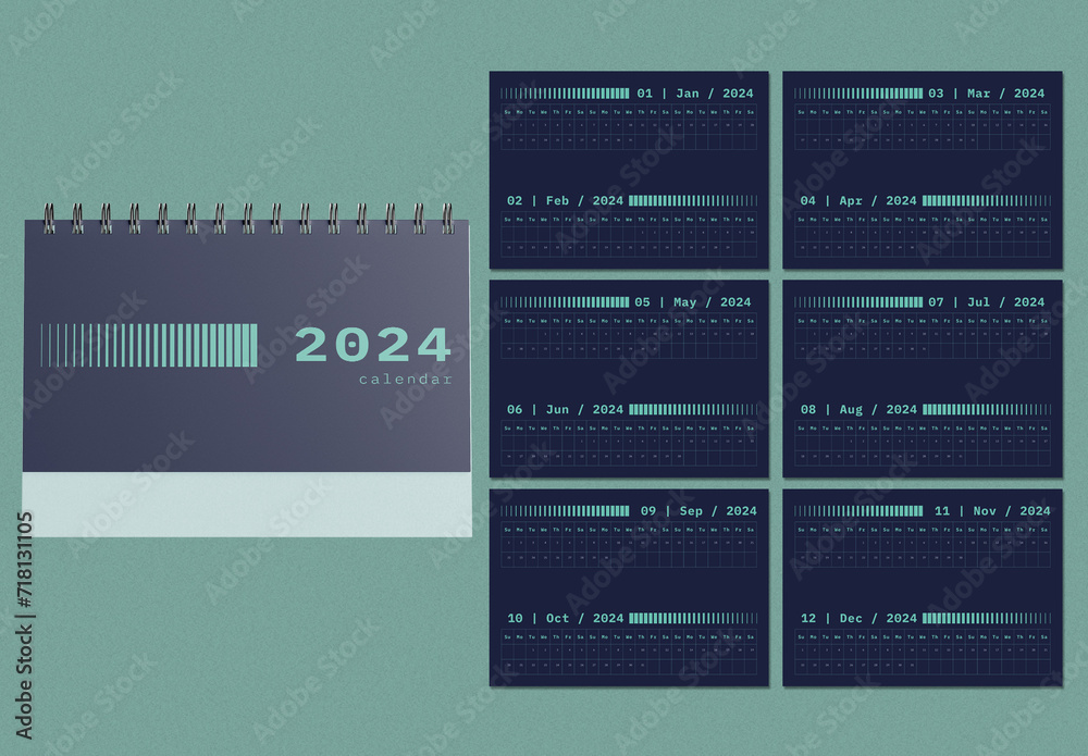 2024 Desk Flip Calendar Template Layout Stock Template | Adobe Stock