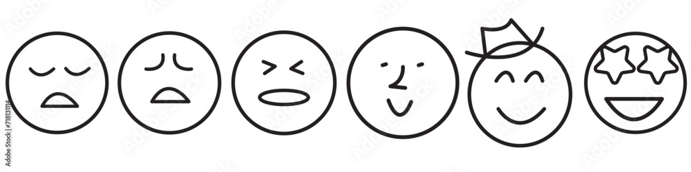 Emoticons set. Emoji faces collection. Emojis flat style. Happy and sad ...