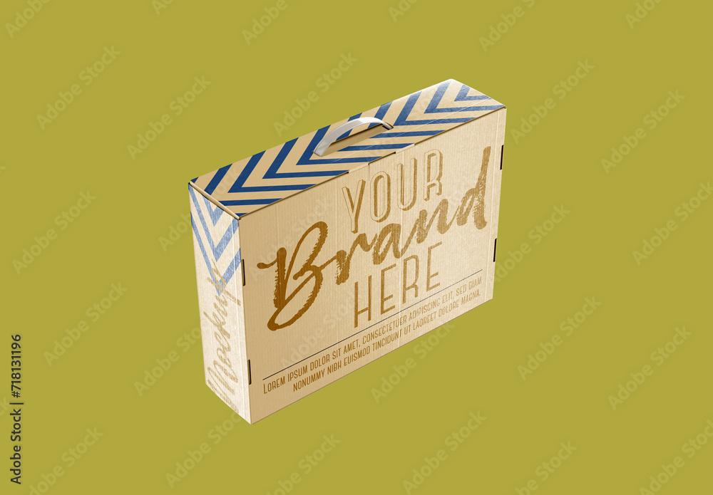 Kraft Paper Box with Handle Mockup Stock Template | Adobe Stock