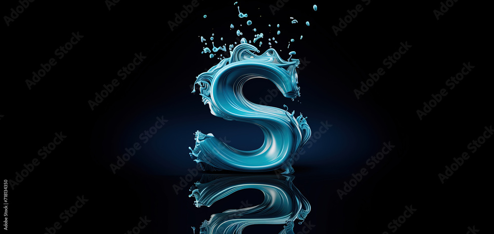 Abstract blue letter shape S , image made with generative ai technology ...