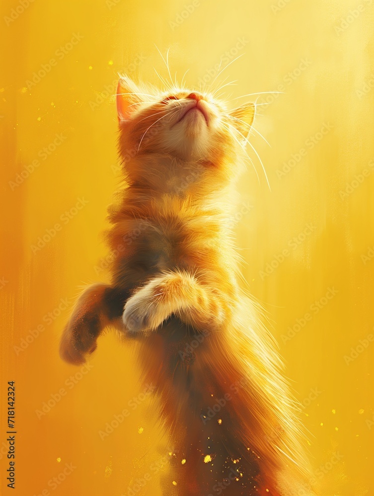 Cat Standing Up in Air, Astonishing Moment Captured in Photo Stock ...