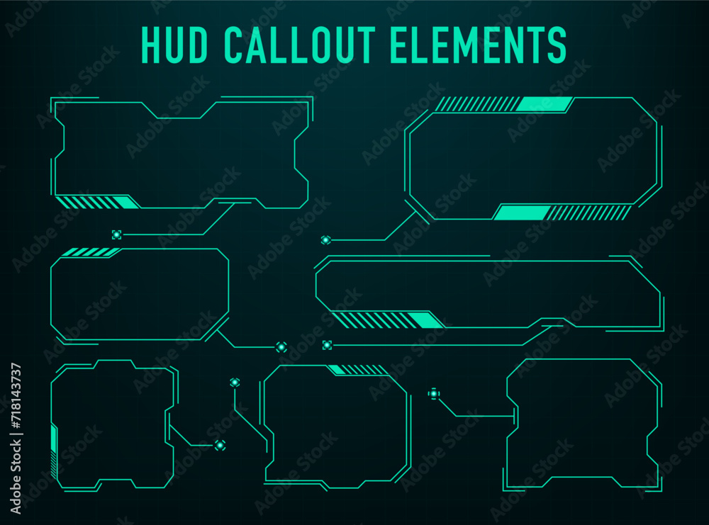 Callout screen interface in HUD style. Set of futuristic user screen ...