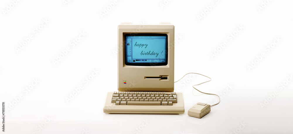 Studioshot of an original Macintosh 128k called Apple Macintosh on ...