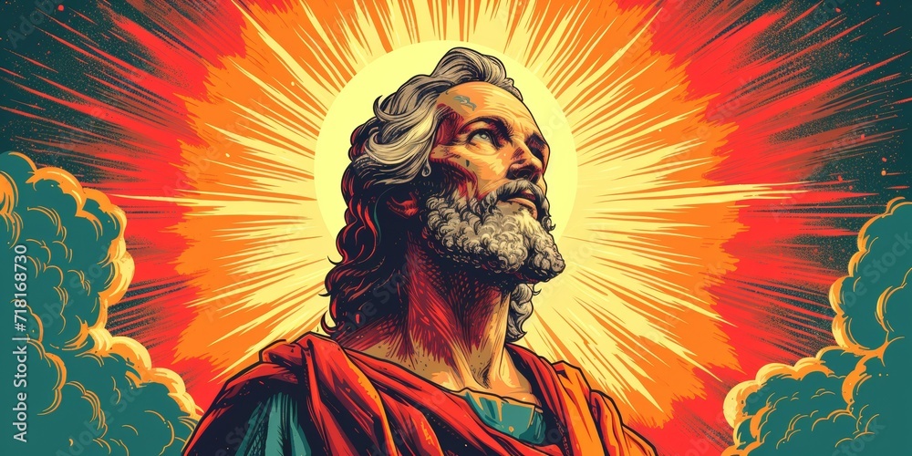 Religious pop art, depicting religious symbols and historical ...