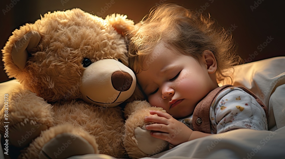 Foto de sleepy boy sitting in bed and crying, portraying the emotional ...