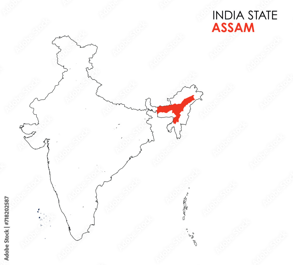 Assam map of Indian state. Assam map vector illustration. Assam vector ...