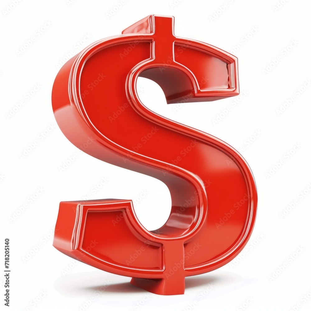 Red Dollar Sign on White Background. Photorealistic Buck Sign on white ...