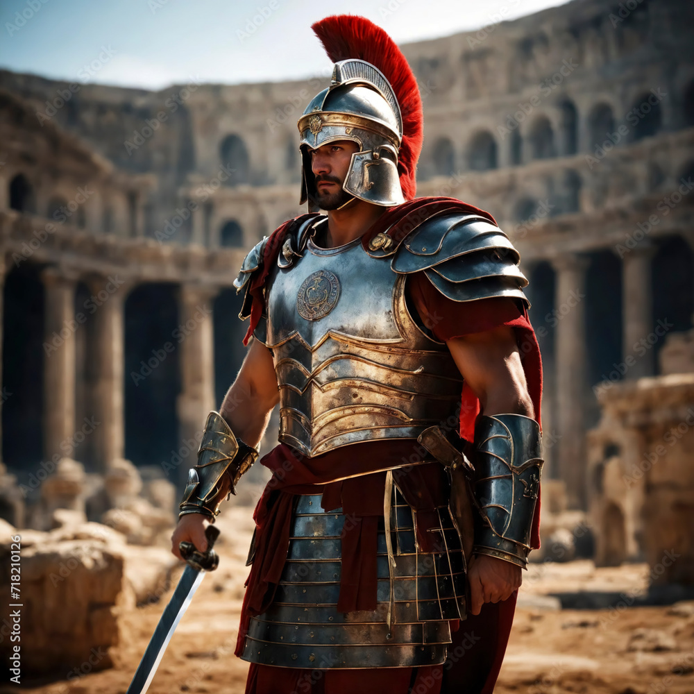 Roman male legionary (legionaries) wear helmet with crest, gladius ...