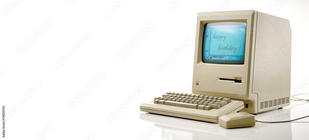 Studioshot of an original Macintosh 128k called Apple Macintosh on ...