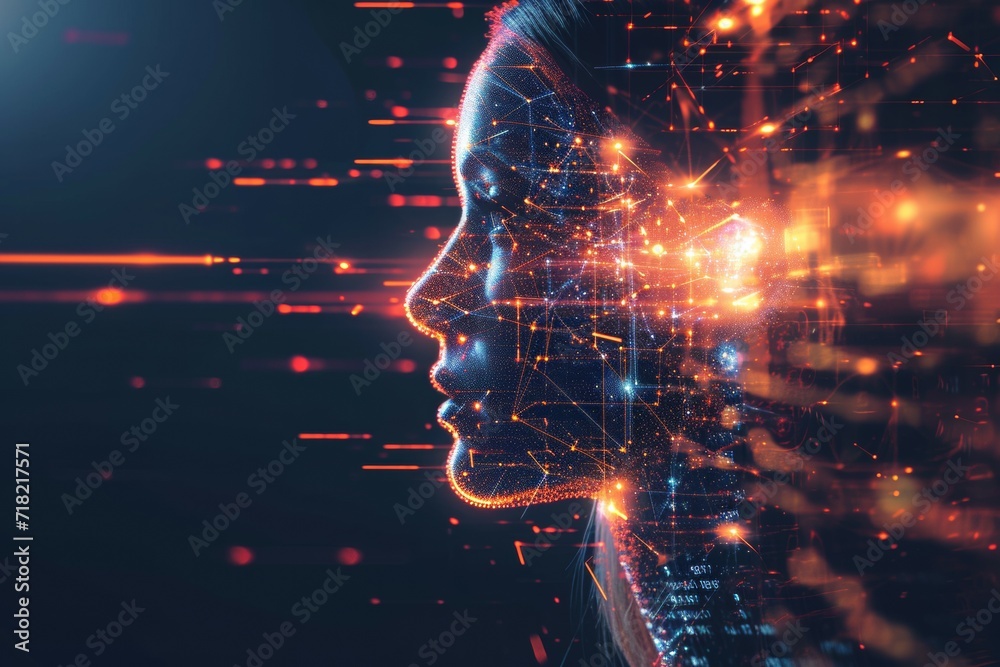 Big data and artificial intelligence concept. Machine learning and cyber mind domination concept ...