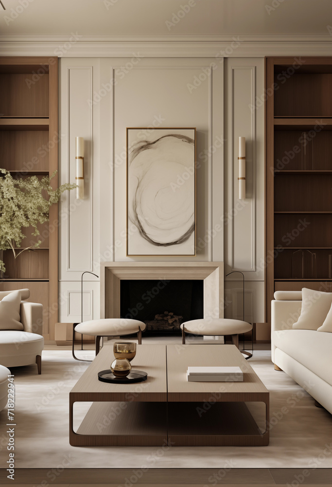 Refined living room with a minimalist vibe, showcasing statement ...