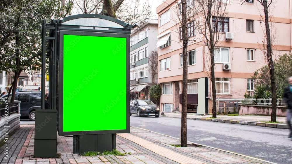 Billboard mockup video, green screen chroma key, zoom in out camera ...