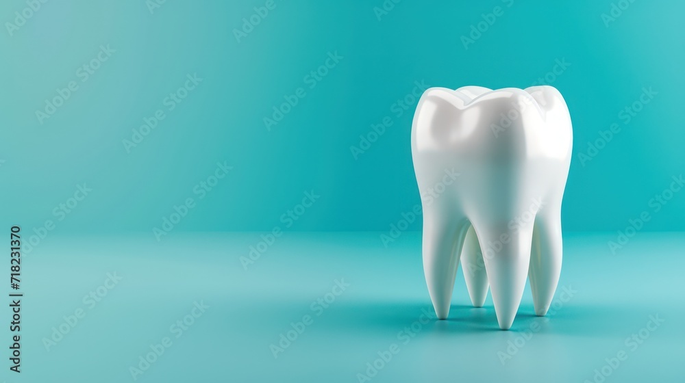 A dental care background featuring 3D white teeth with ample copy space ...