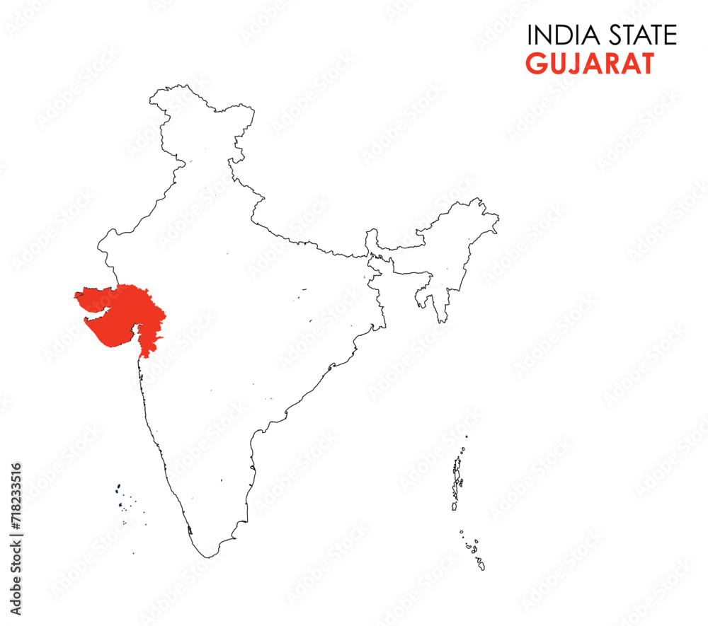 Gujarat map of Indian state. Gujarat map vector illustration. Gujarat ...