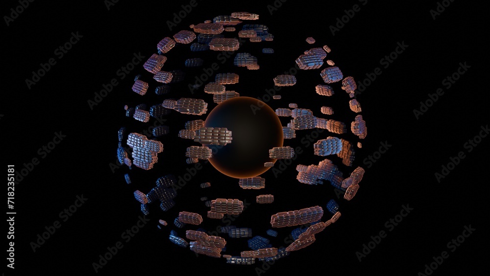 Black hole Dyson sphere. Alien mega structure, space city around black ...