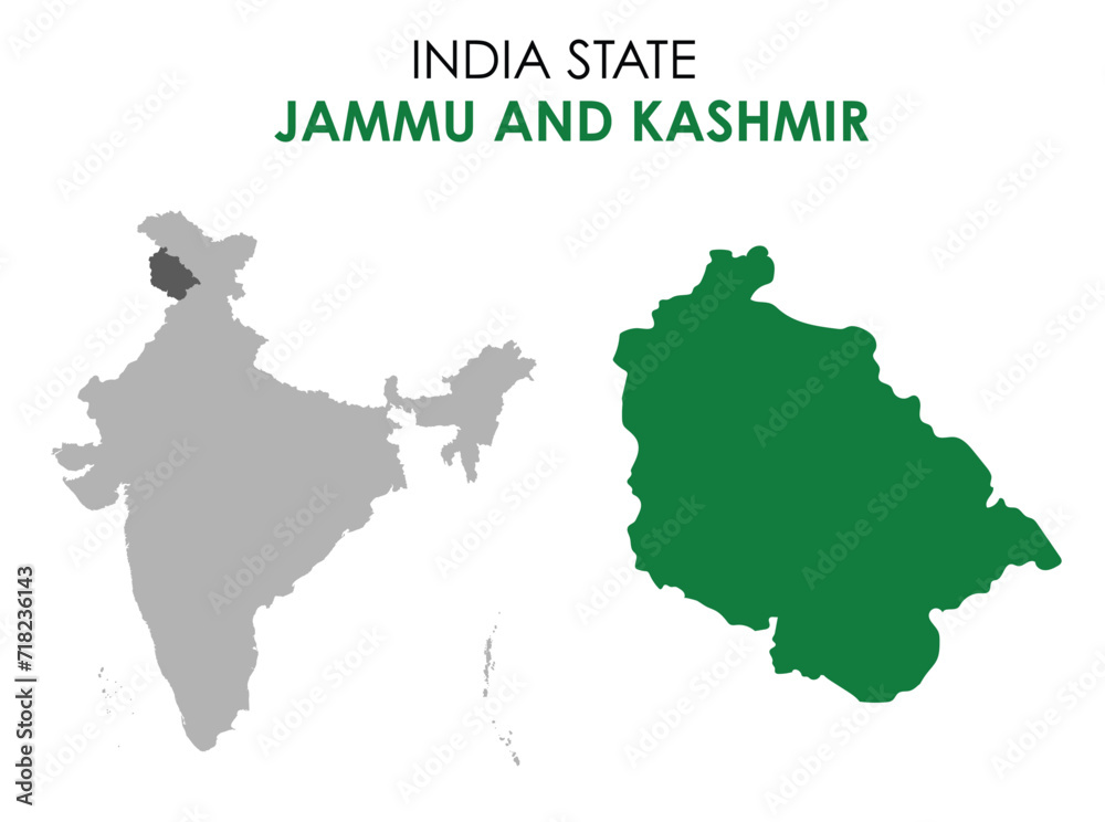 Jammu and kashmir map of Indian state. Jammu and kashmir map vector ...