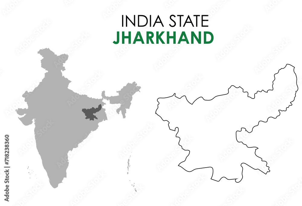 Jharkhand map of Indian state. Jharkhand map vector illustration ...