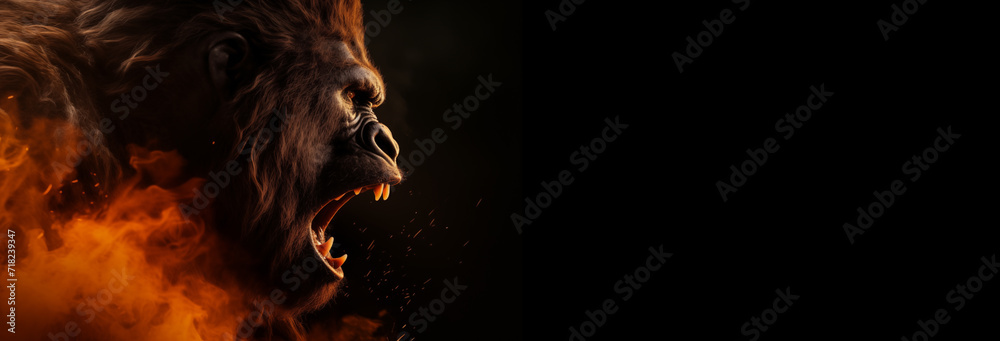 Blazing Primate Fury: Fantasy Gorilla Poster Amid Ashes, Embers, and ...