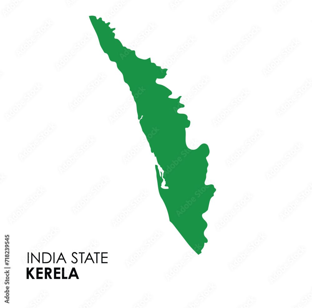 Vecteur Stock Kerala map of Indian state. Kerala map vector ...