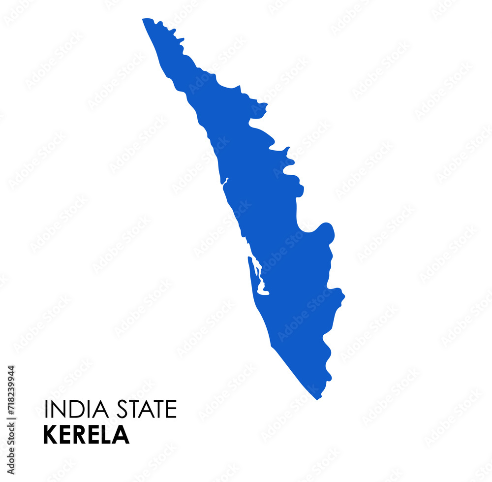 Kerala map of Indian state. Kerala map illustration. Kerala map on ...