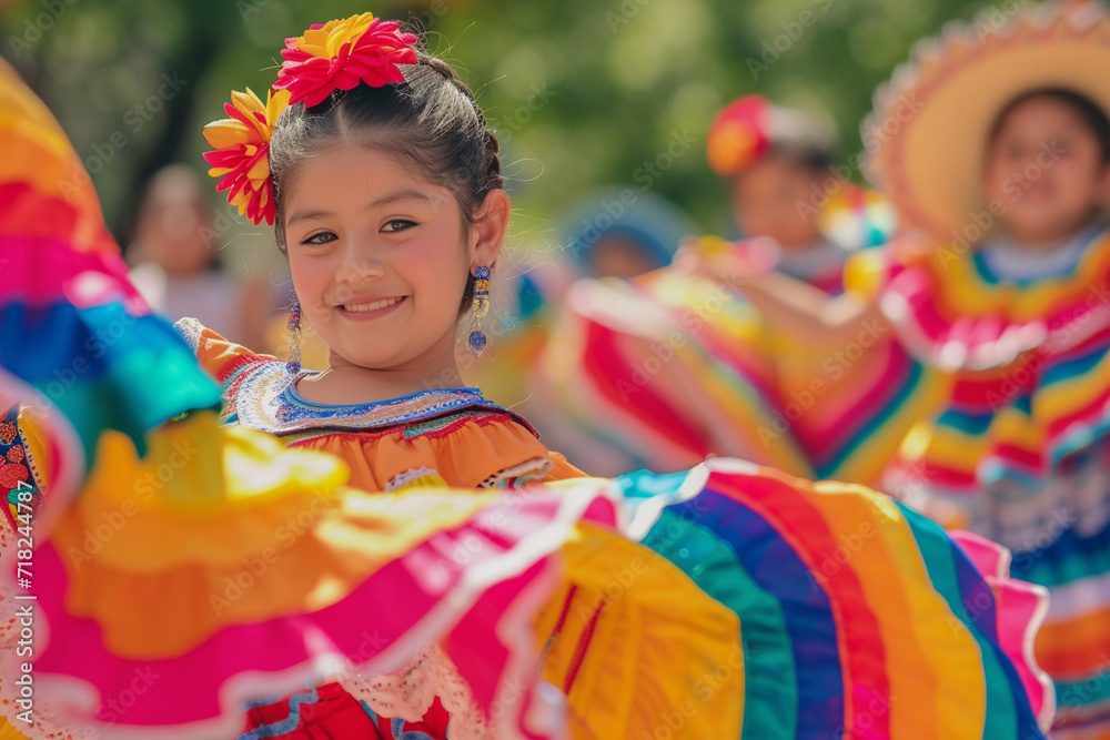 Children participating in a traditional Mexican folk dance performance ...