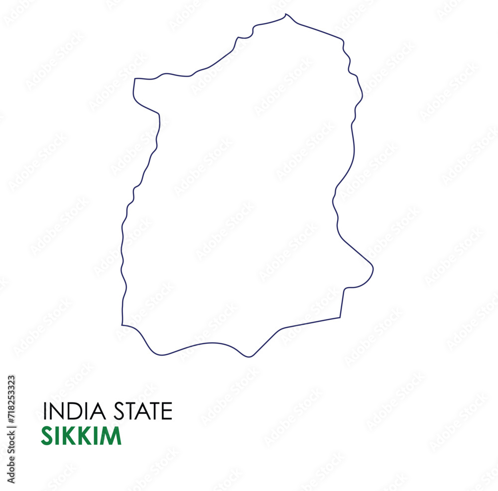 Sikkim map of Indian state. Sikkim map vector illustration. Sikkim ...