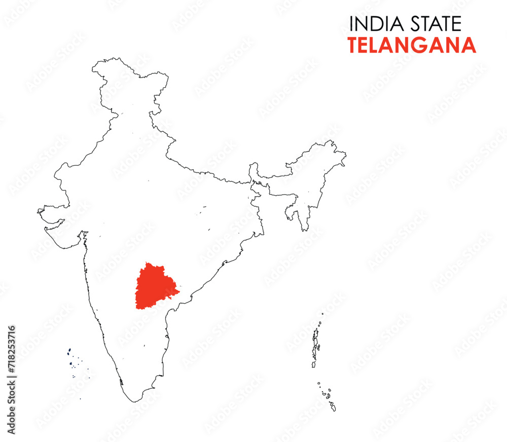 Telangana map of Indian state. Telangana map vector illustration ...