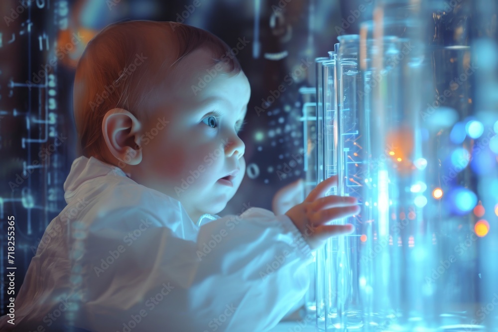 Montage Featuring An Adorable Baby Scientist Exploring Exciting New ...