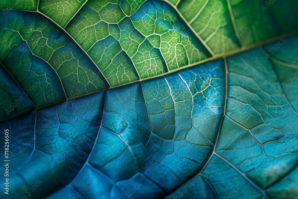 Closeup Detail Of Macro Texture Bright Blue Green Rainforest Leaf ...