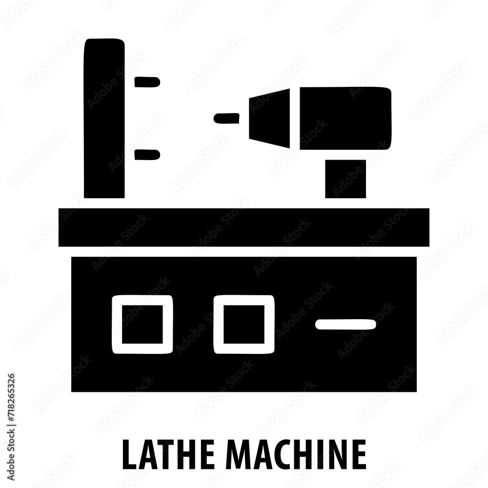 Lathe machine, machinery, manufacturing, lathe machine icon, industrial ...