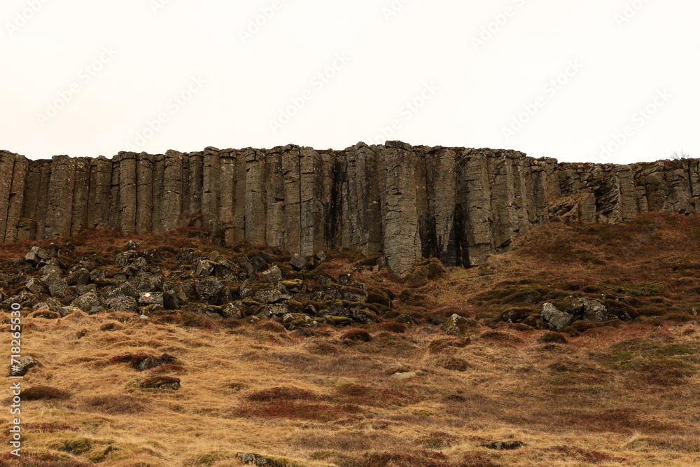 Gerðuberg is a cliff of dolerite, a coarse-grained basalt rock, located ...