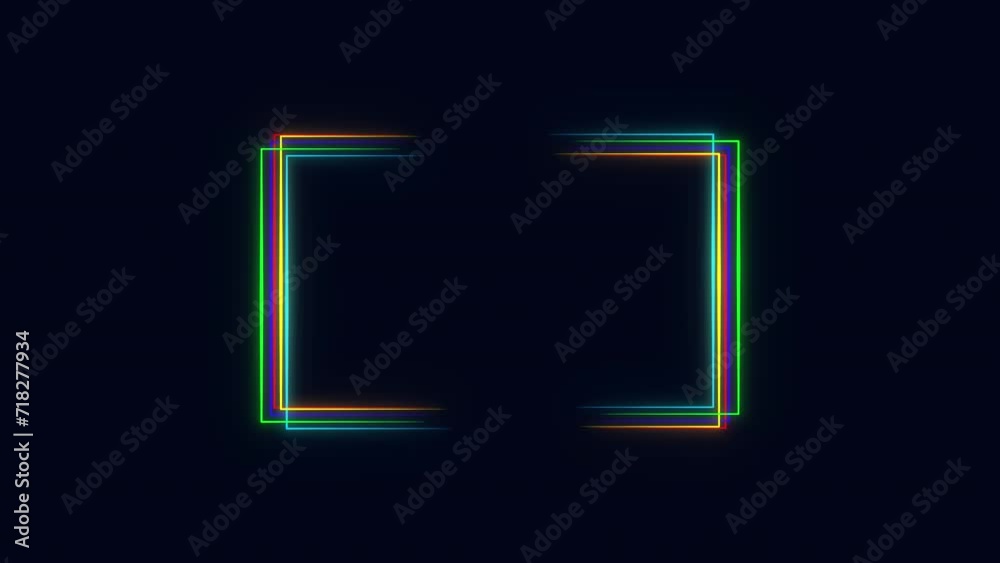 4K animation. Neon frame. Colorful neon lines draw moving. Neon style ...