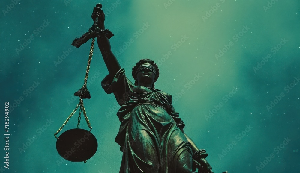 a statue of a lady justice holding a scale of justice in her right hand ...