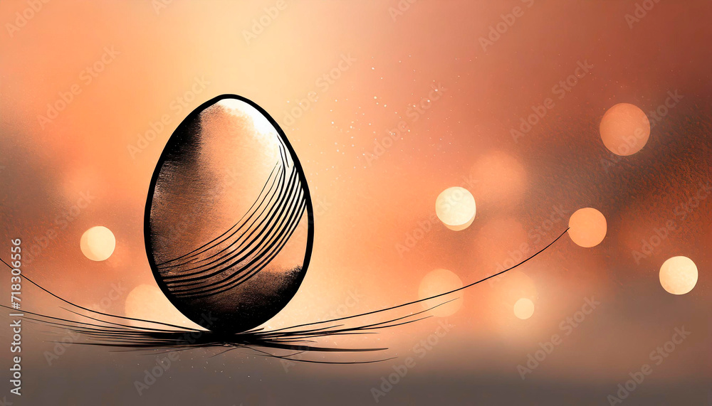 Stylized drawing with the outline of a small Easter egg made with a ...