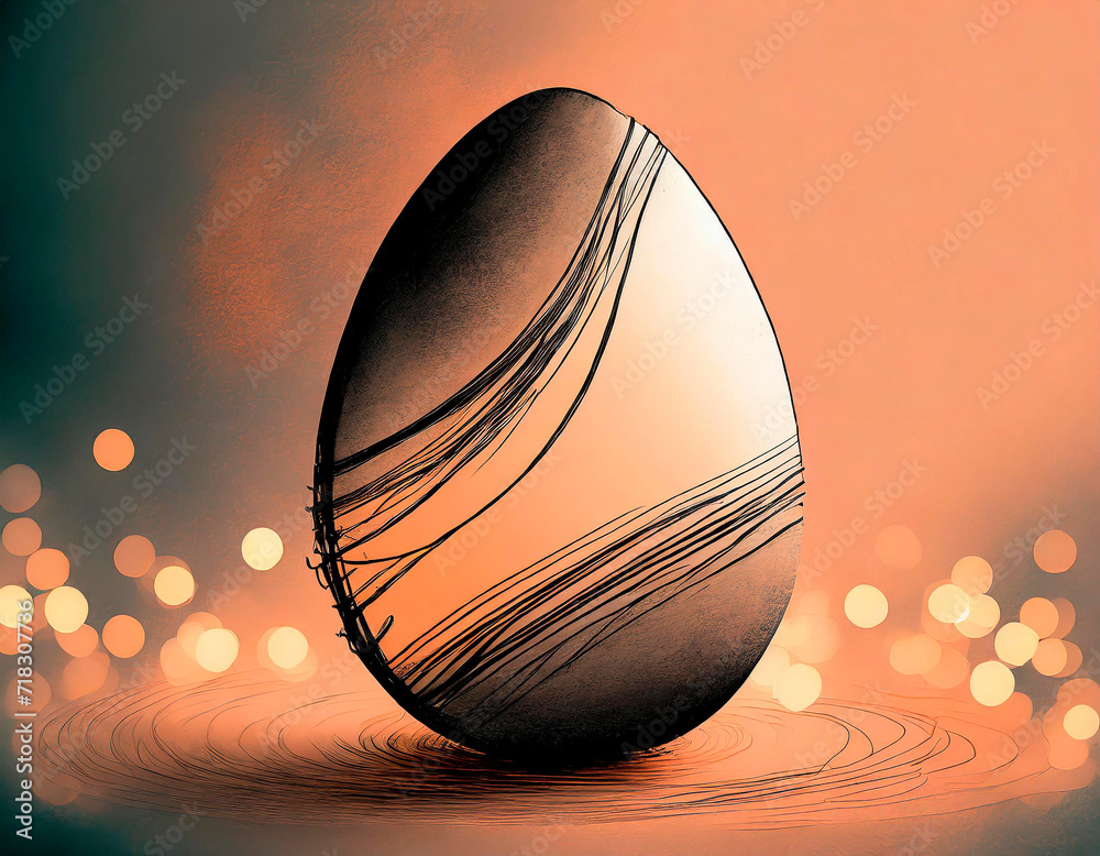Stylized drawing with the outline of a small Easter egg made with a ...